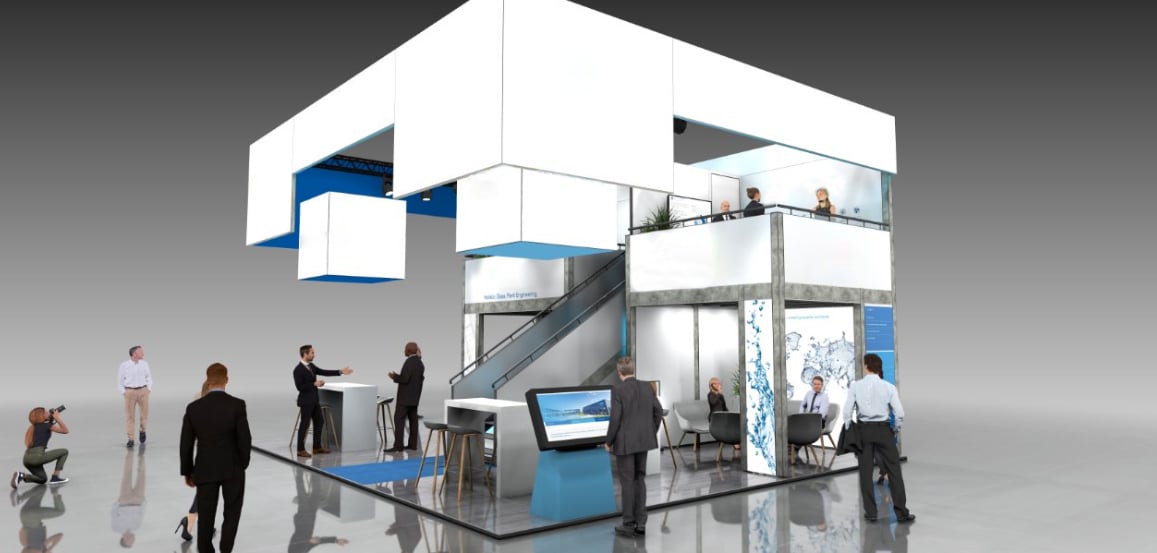 Efficient trade fair construction thanks to parameterized 3D libraries